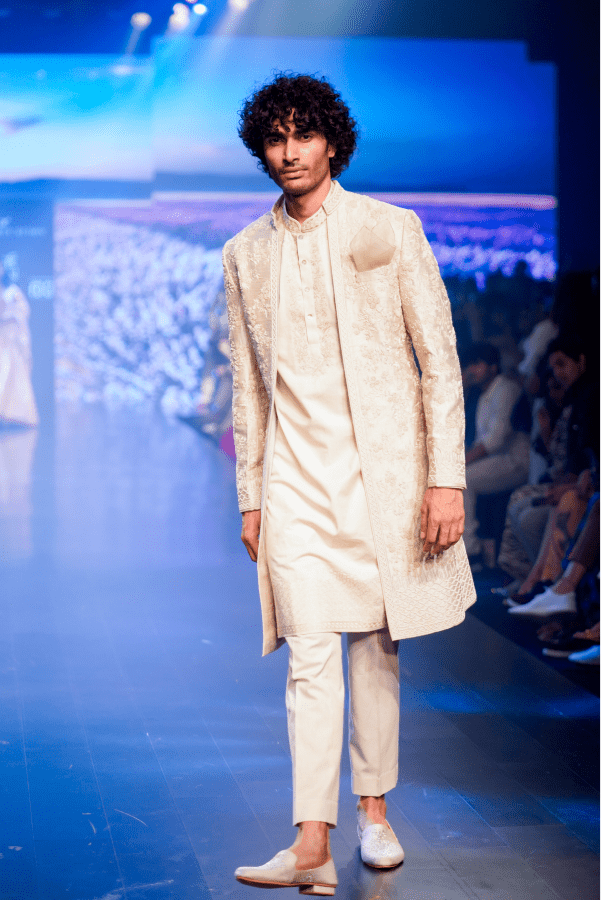 Halo Ivory Front Open Sherwani | The Grand Trunk