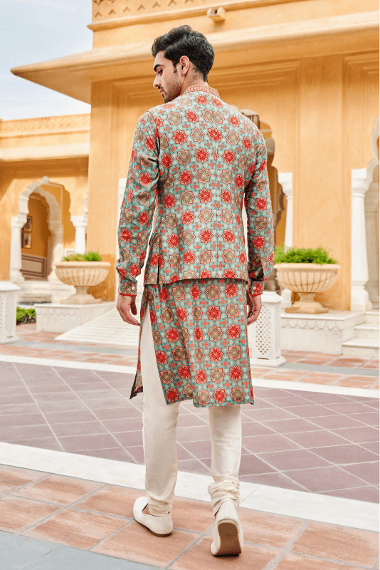 Aruj Nehru Jacket Iceblue | The Grand Trunk