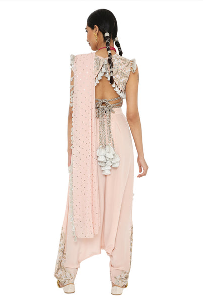 Suroor Rose Pink Colour Embroidered Choli And Dhoti With Drape - The ...